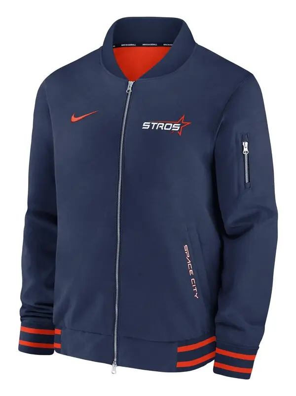 Nike Houston Astros Authentic Collection City Connect Mlb Full-zip Bomber Jacket - Blue