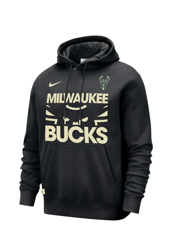Nike Milwaukee Bucks Club Courtside Nba Pullover Hoodie - Black