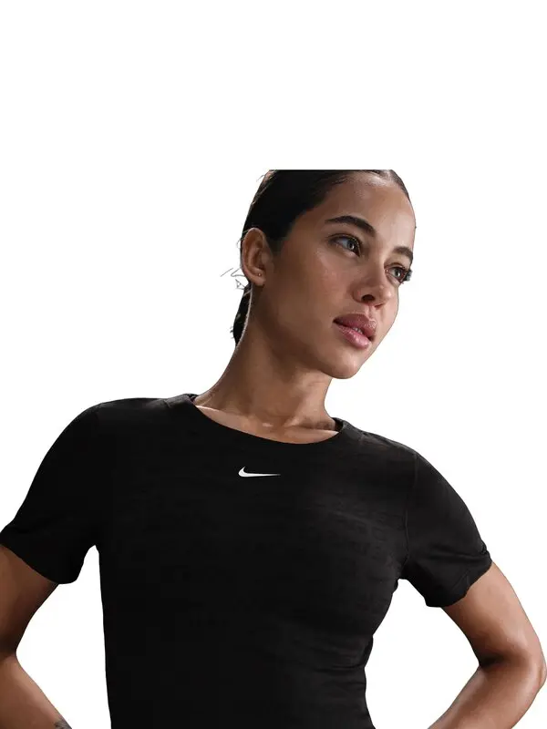 Nike Pro Dri-fit Short-sleeve Cropped Jacquard Top - Black