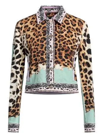 Just Cavalli Denim Jacket With Leopard Print - Beige