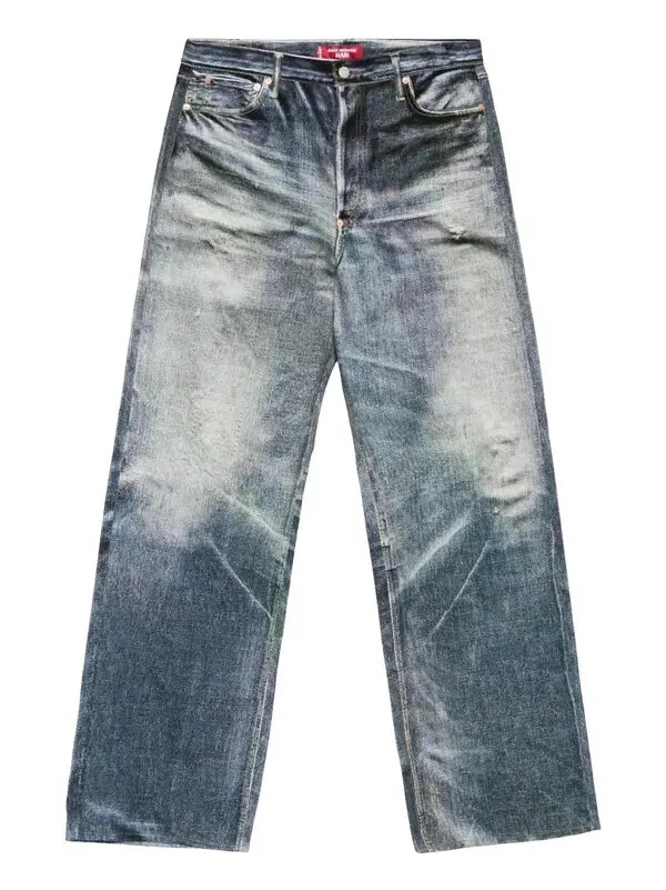 Junya Watanabe Trompe L'oeil-print Jeans - Blue