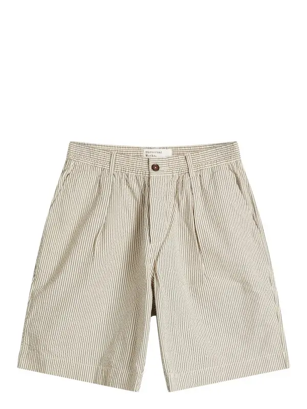 Universal Works Derby Stripe Pleated Track Short - Grey