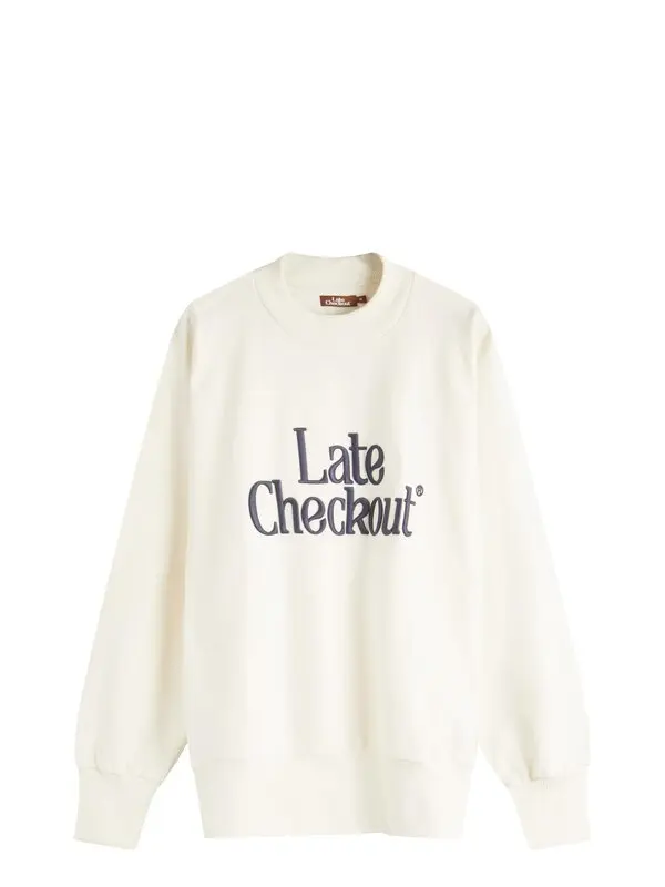 LATE CHECKOUT Logo Crewneck Sweatshirt - White