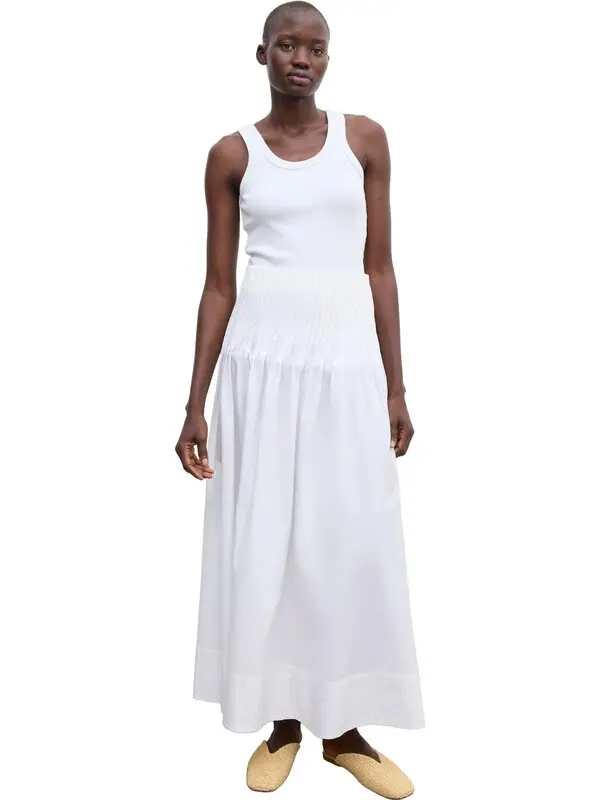 HOUSE OF DAGMAR Poplin Maxi Skirt - White