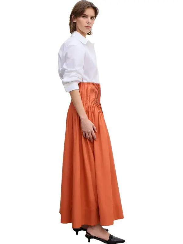 HOUSE OF DAGMAR Poplin Maxi Skirt - Orange Rust