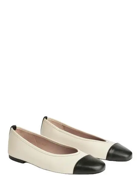 LK BENNETT Hanna Cap-toe Ballerina Flat - Cream/ Black