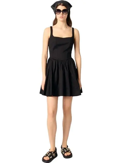 Maje Mini Cotton Skater Dress - Black