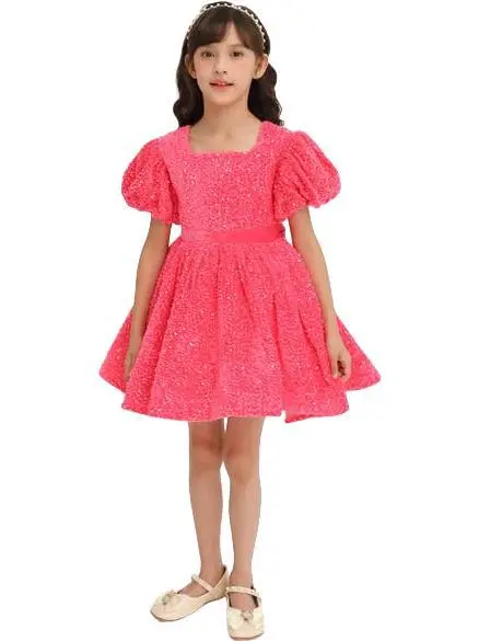MIMI TUTU Paraiso Sequin Dress With Bow - Fuchsia