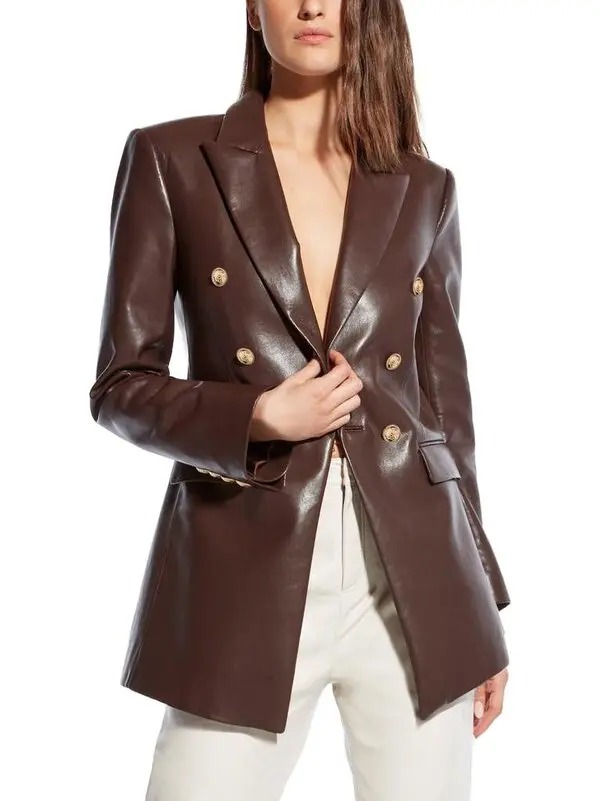 AS By DF Beck Recycled Leather Blazer - Mahogany