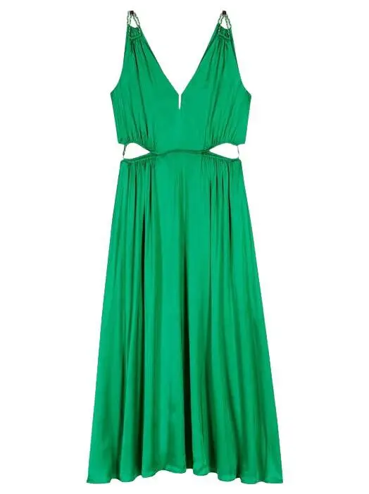 Maje Satin-look Maxi Dress - Green