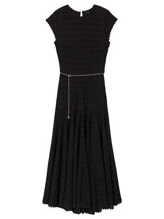 Maje Crochet-knit Maxi Dress - Black