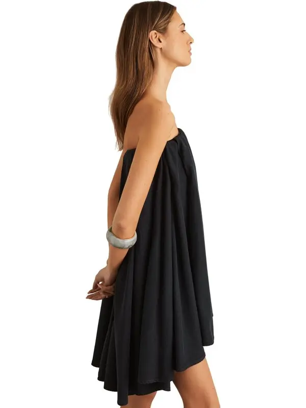 REISS Flo Tencel Strapless Dip-hem Mini Dress - Indigo
