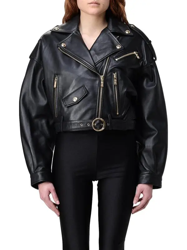 Just Cavalli Leather Biker Jacket - Black