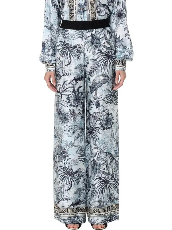 Just Cavalli Wide Leg Printed Trousers - Blue