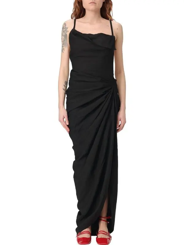 Jacquemus Draped Maxi Dress - Black