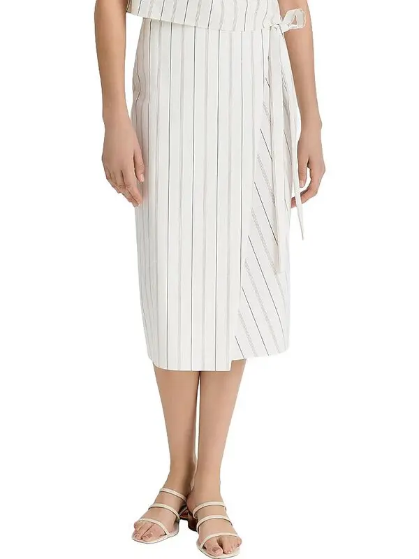 Vince Striped Wrap Skirt - Off White