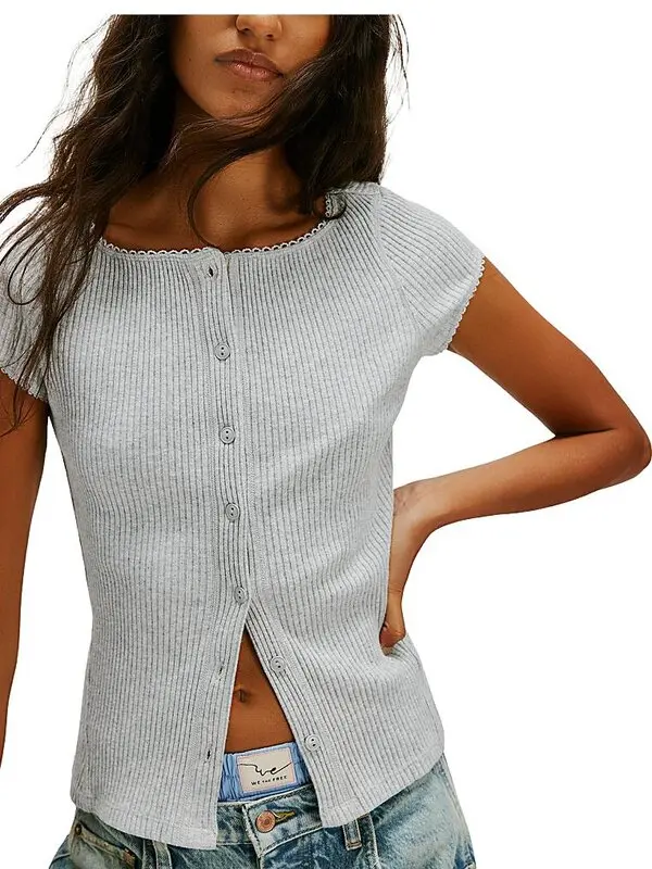 Free People Cap Sleeve Cardigan - Heather Grey