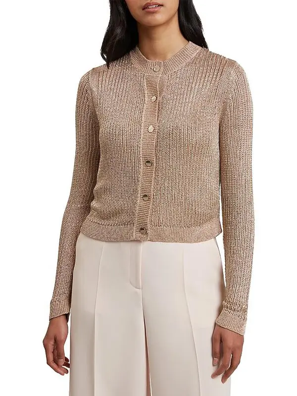 Ted Baker London Manya Chainmail Knit Cardigan - Gold