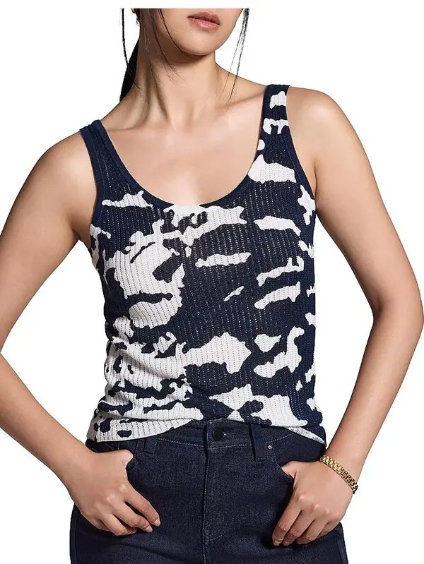NIC+ZOE Nightfall Ribbed Sweater Tank Top - Indigo Multi