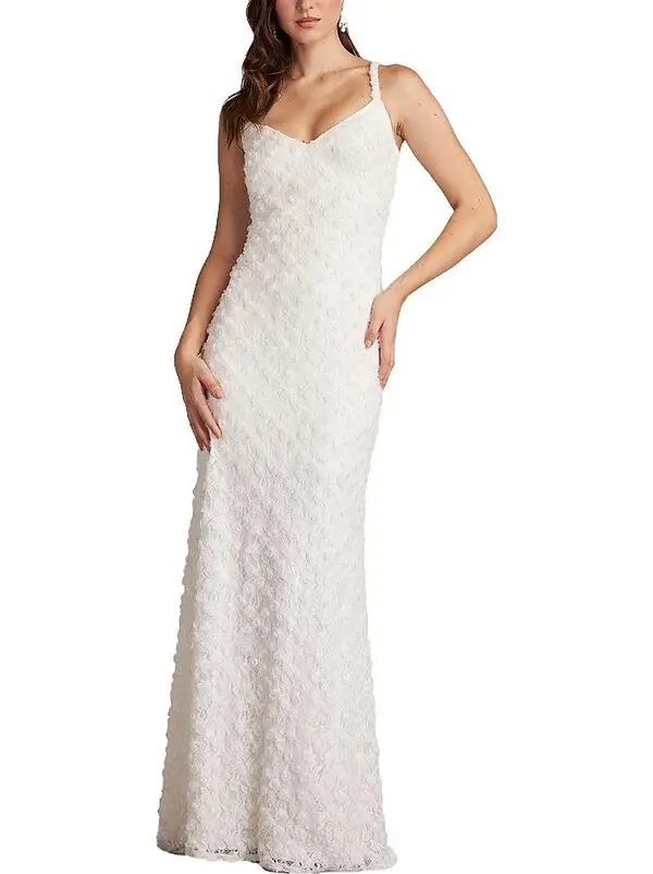 Tadashi Shoji Erma 3d Floral Gown - Ivory
