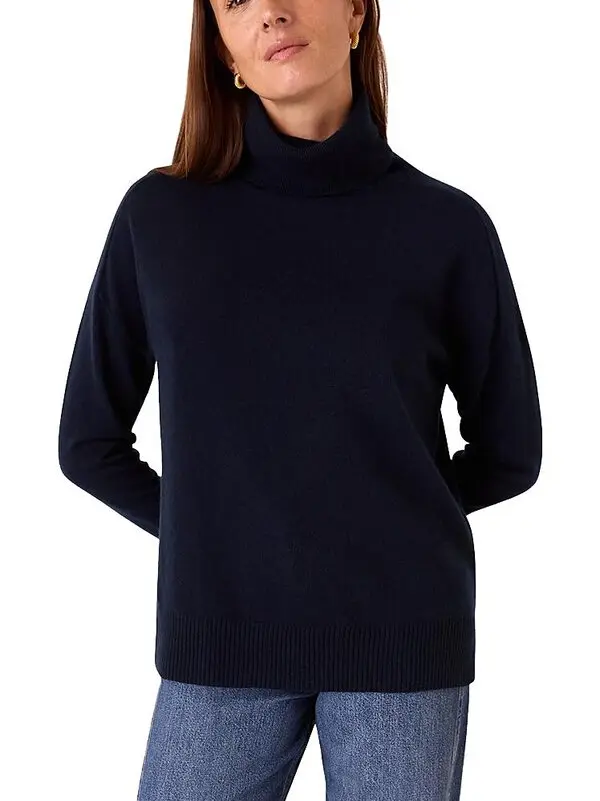 Whistles Cashmere Roll Neck Sweater - Navy