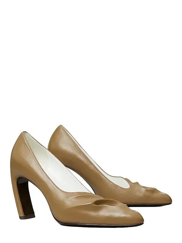 Tory Burch Sculpted Leather Pumps - Soft Acorn