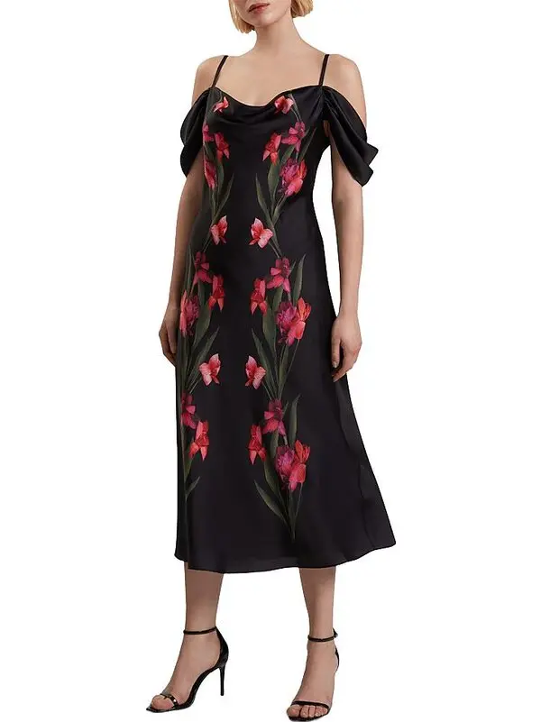 Ted Baker London Lucern Satin Midi Dress - Black