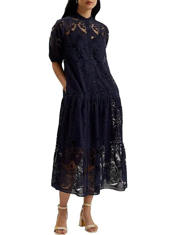 Ted Baker London Xativa Lace Shirtdress - Dark Blue