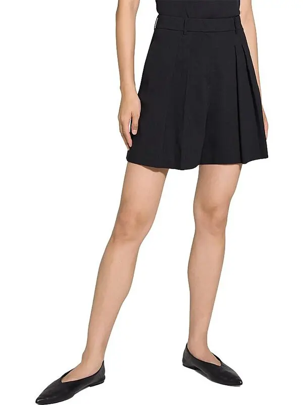 Theory Pleated Linen Shorts - Black