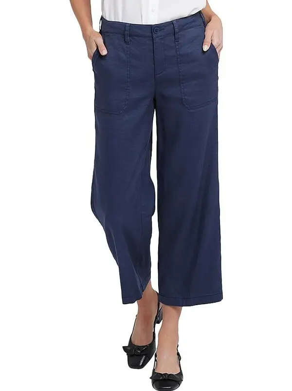 NYDJ Petite Wide Leg Cargo Capri Pants - Oxford Navy