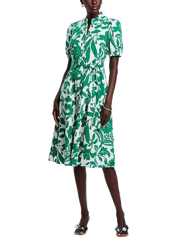T Tahari Floral Print Belted Dress - Kelly Garden Print