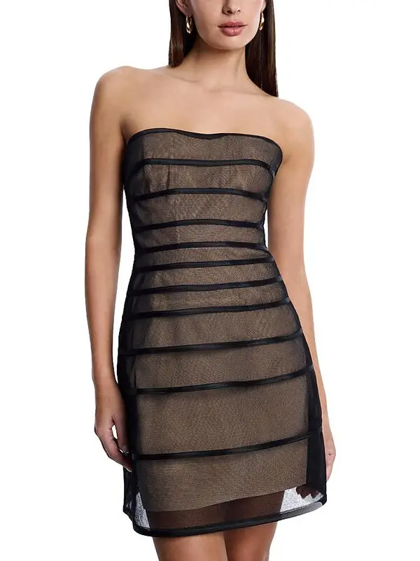 Bcbgmaxazria Sheer Volume Strapless Dress - Black Almond