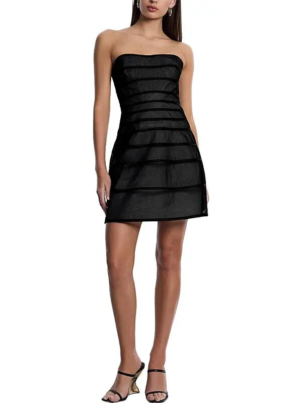 Bcbgmaxazria Sheer Volume Strapless Dress - Black