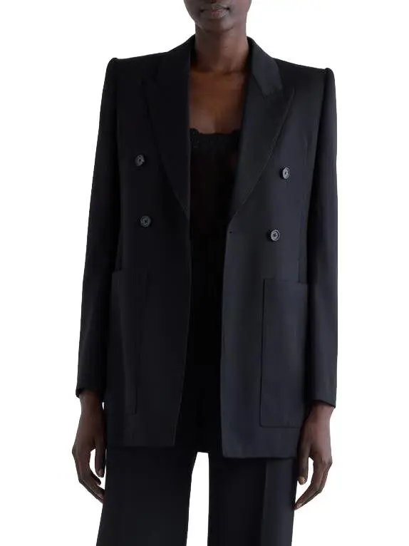 Chloé Double-breasted Virgin Wool Blazer - Black