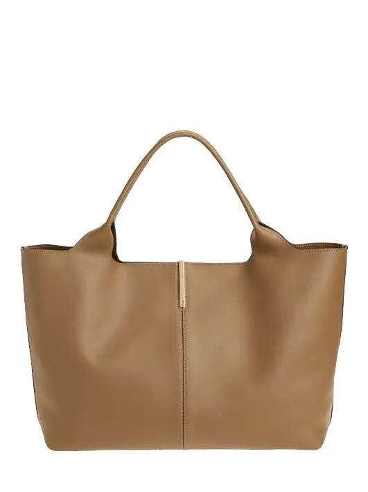 TOD'S Medium Leather Shopping Tote - Lenticchia/sepia