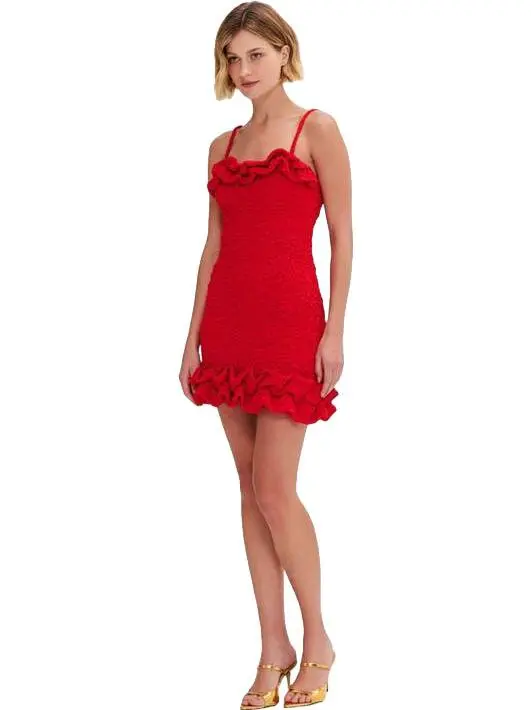 PatBO Papillon Jacquard Flutter Mini Dress - Red