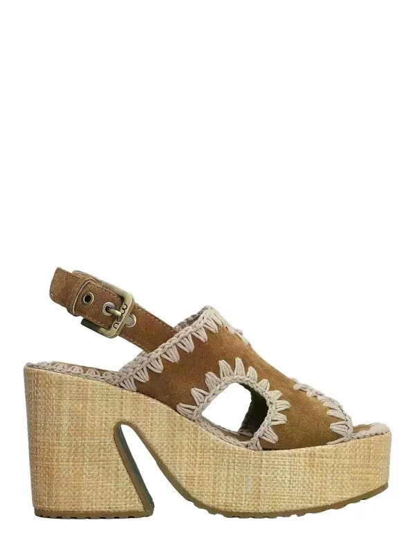 Mou 100mm Raffia Platform Sandals - Brown