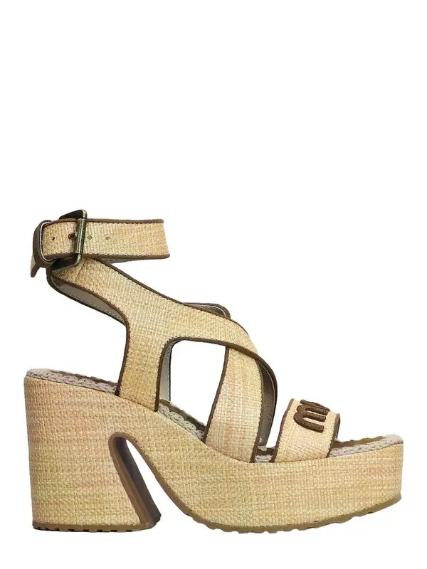 Mou 100mm Raffia Platform Espadrilles - Neutrals