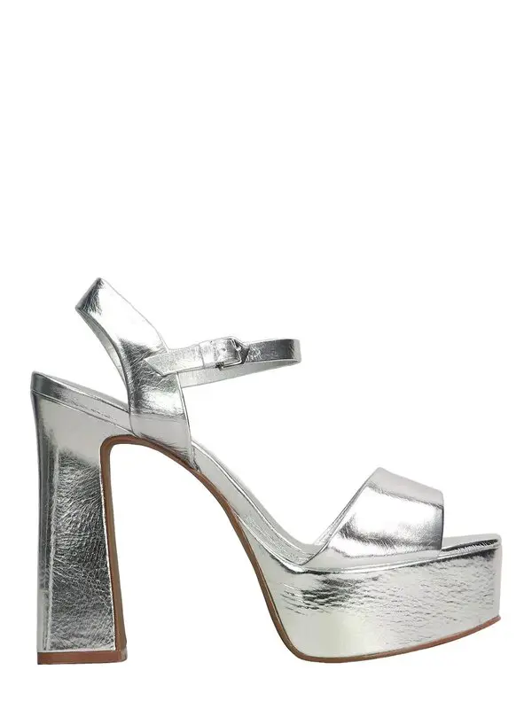 ANDREA CARRANO 130mm Leather Sandals - Grey