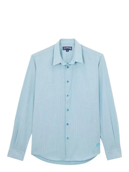 Vilebrequin Wool Shirt Micro Rayures Tailoring Shirt - Blue