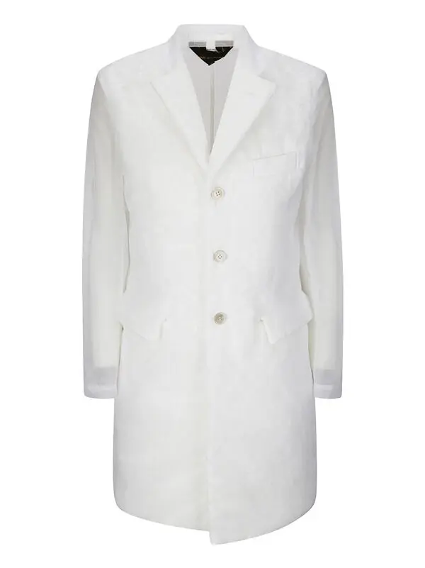 Comme Des Garçons Single-breasted Coat - White