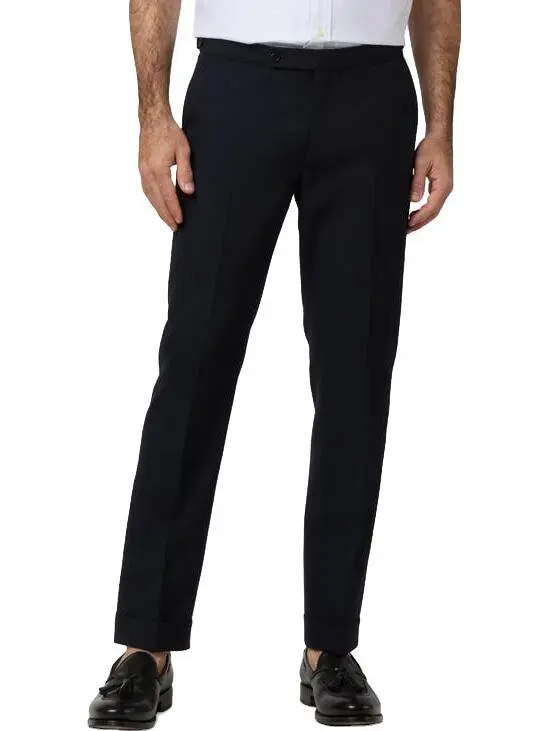 Sid Mashburn Flat-front Wool Dress Pants - Navy High Twist