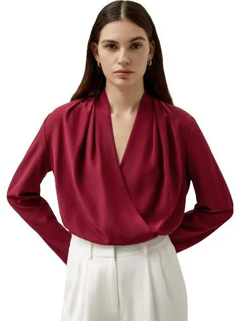 Lilysilk Silk Crêpe De Chine Long Sleeve Blouse - Cherry Red