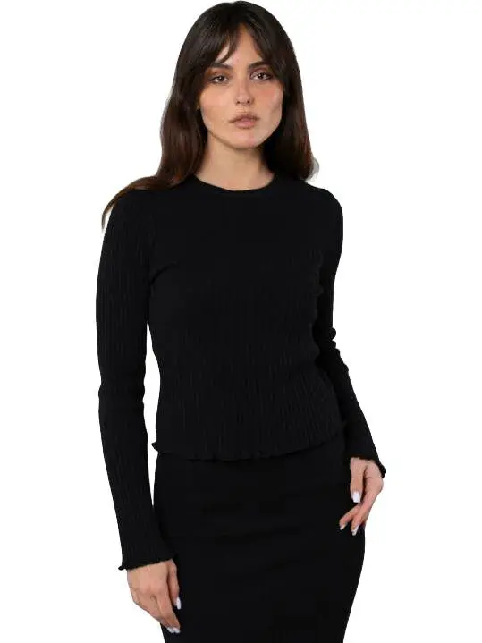LEISURE LAB Cotton Rib Long Sleeve - Black