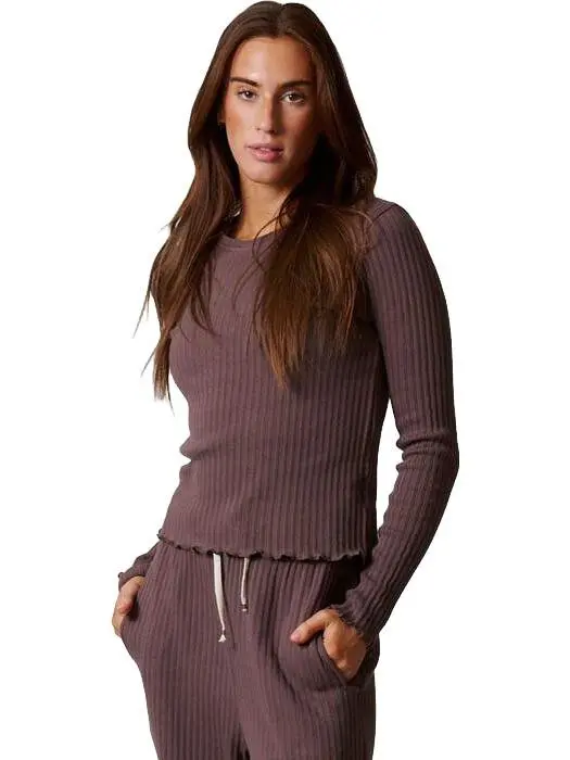 LEISURE LAB Cotton Rib Long Sleeve - Bordeaux
