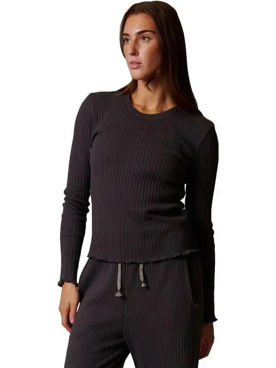 LEISURE LAB Cotton Rib Long Sleeve - Charcoal
