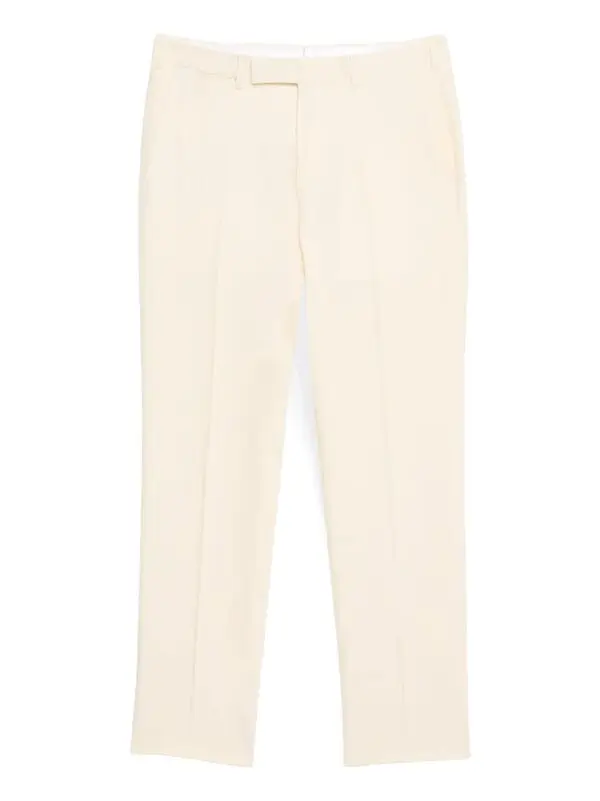 Zegna Oasi Lino Flat-front Trousers - Wht Sld