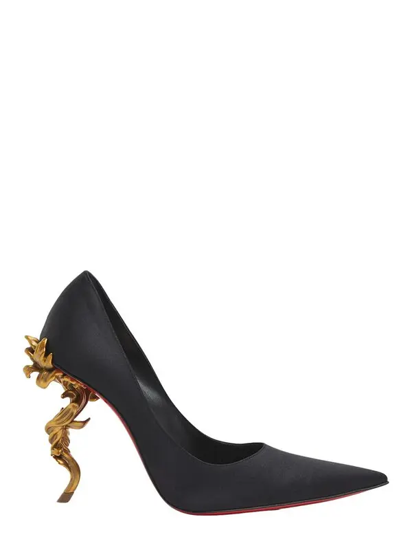 CHRISTIAN LOUBOUTIN 100mm Belle Silk Crepe Lin Galva Heel Pumps - Black