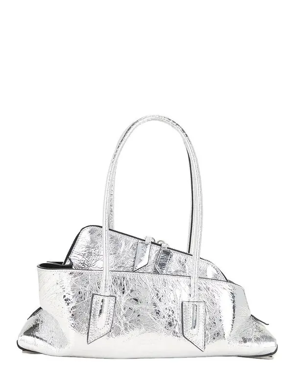 Attico La Passeggiata Small Metallic Top Handle Bag - Silver
