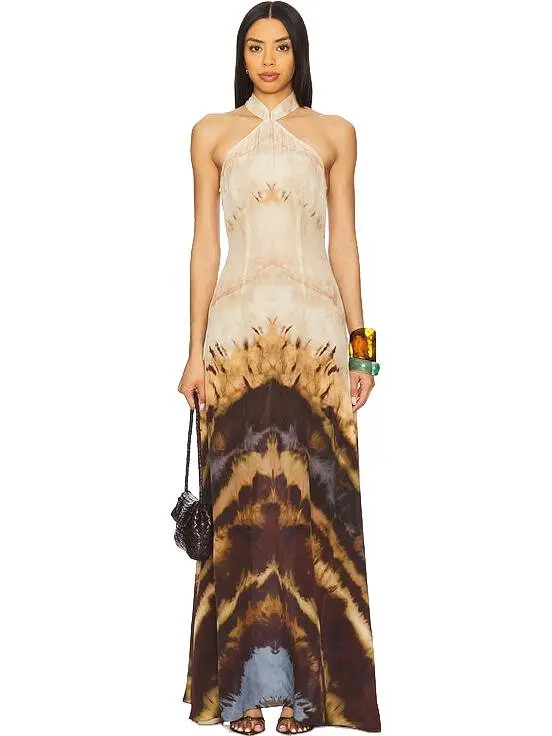 KIM SHUI Silk Halter Dress - Multi